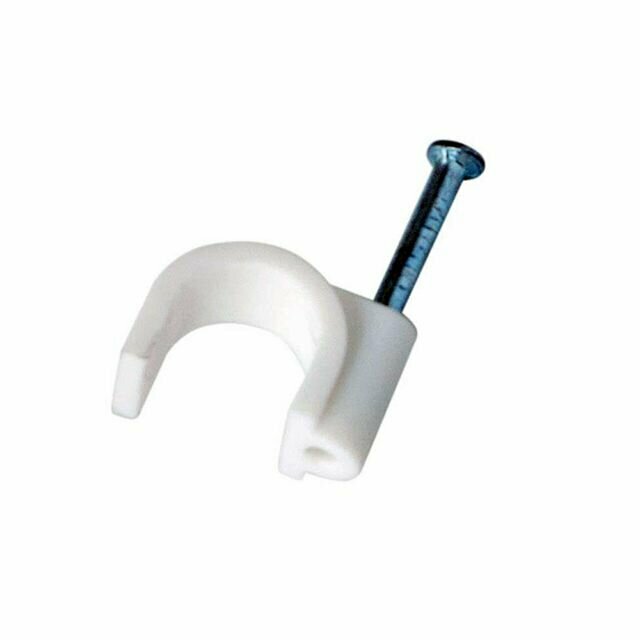 Скоба для крепления кабеля, круглая, 4 мм, 50 штук, белая