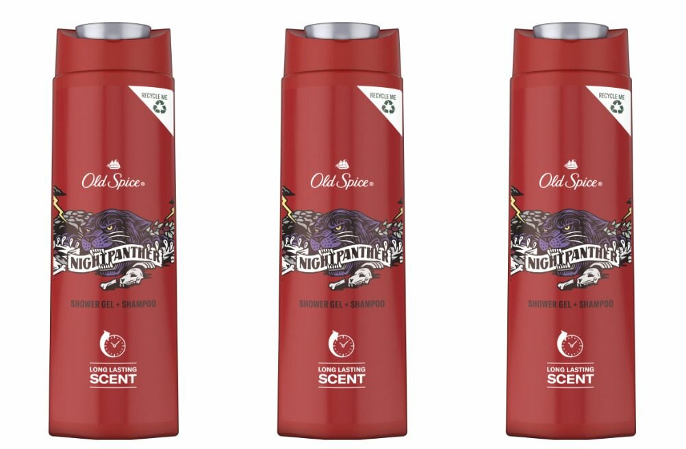 Old Spice Гель для душа + шампунь Nightpanther, 400мл, 3 шт