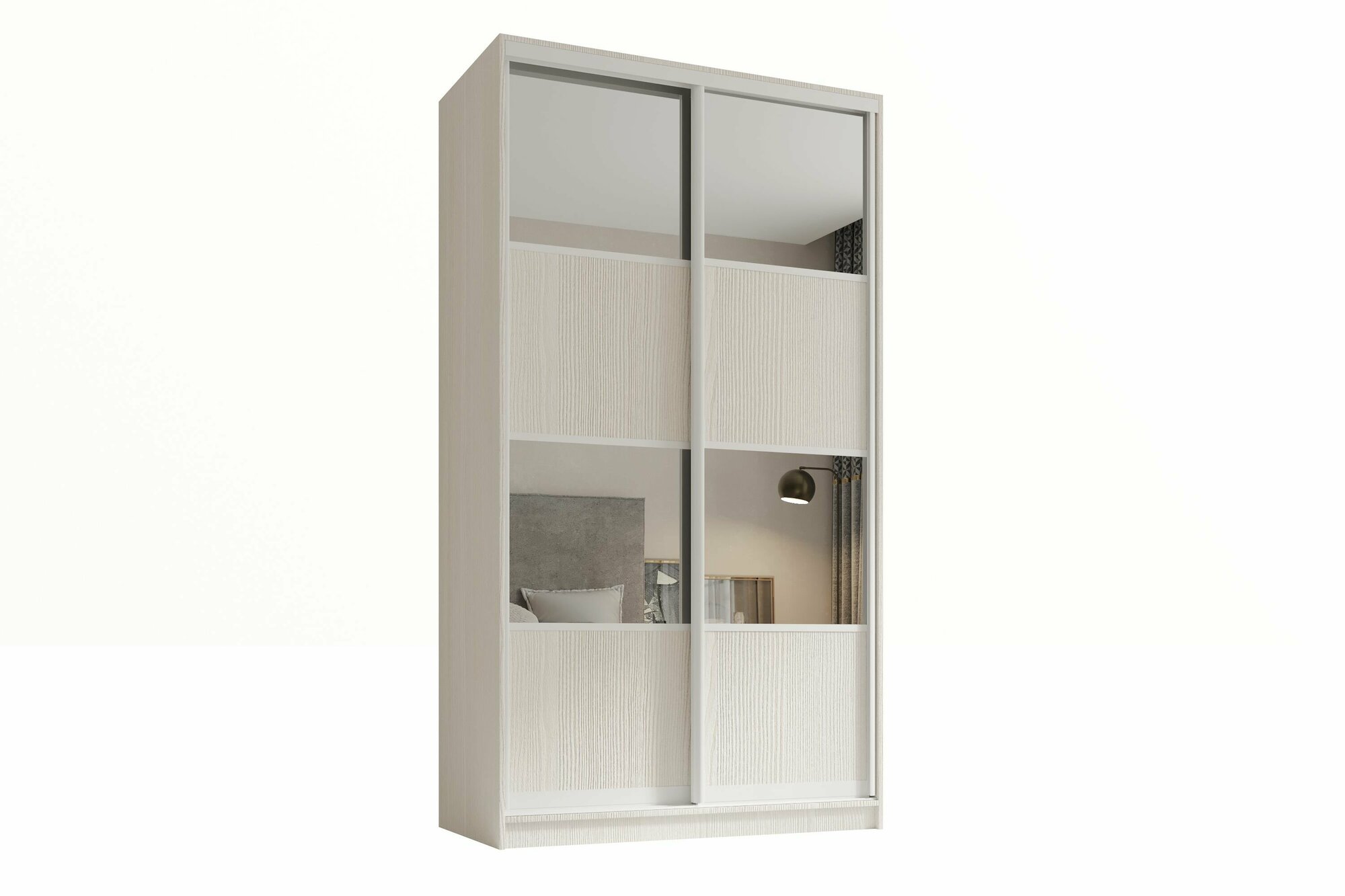 Шкаф купе, для одежды Линц 2, Легкомаркет, 80х45х220, платяной, бодега белая, профиль белый, с зеркалом