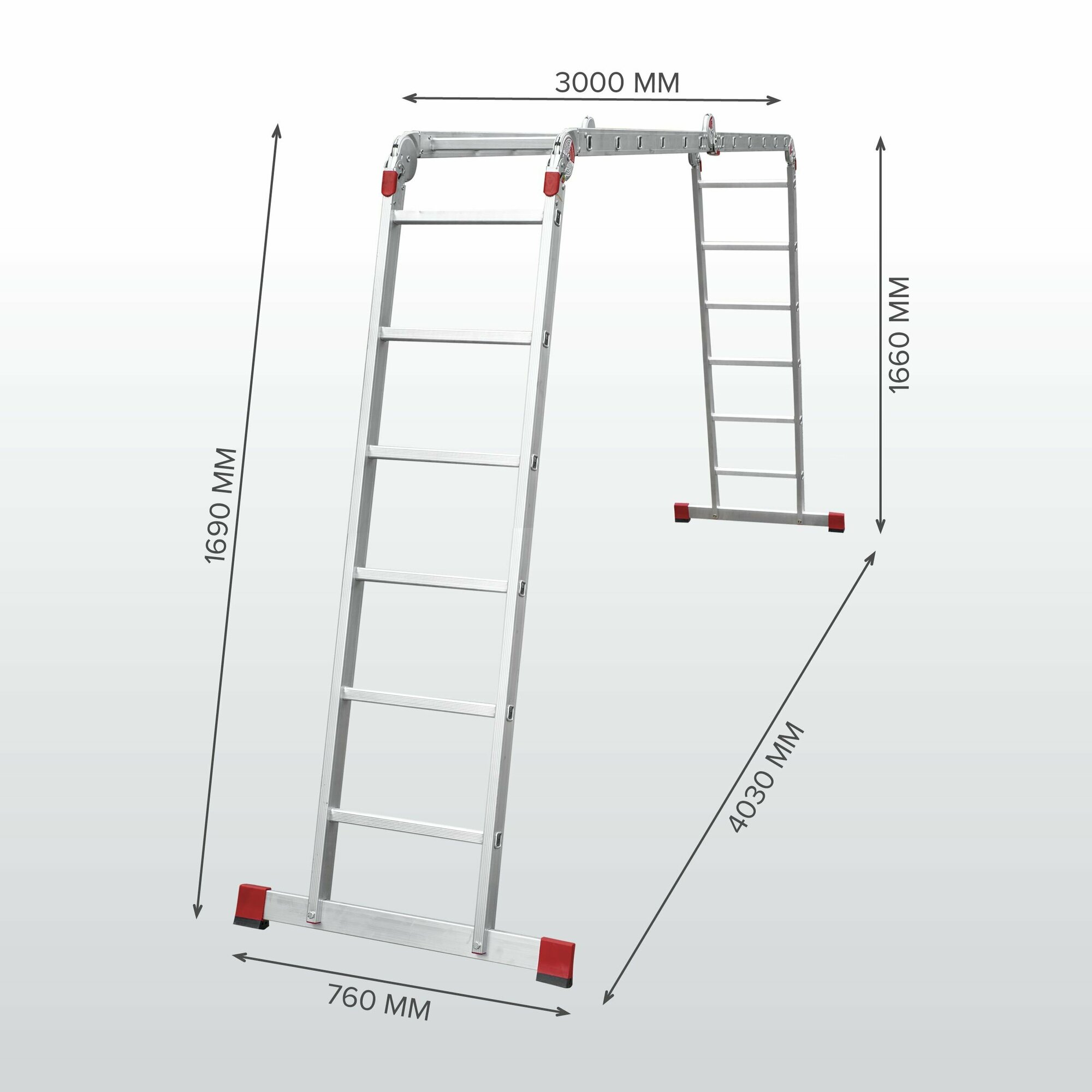 Лестница-стремянка 4x6 четырёхсекционная Новая Высота NV 3320