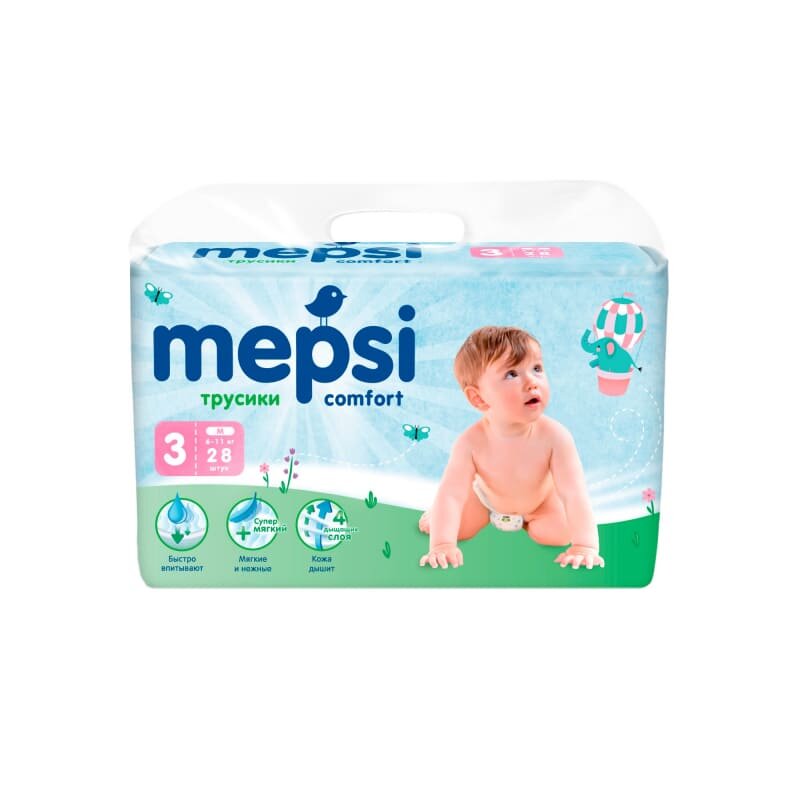 Подгузники-трусики Mepsi М от 6 до 11 кг, 28 штук (970860)