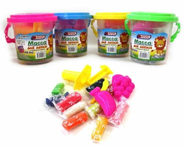 Масса для лепки 120гр. 10 цветов с набором форм "ASMAR"