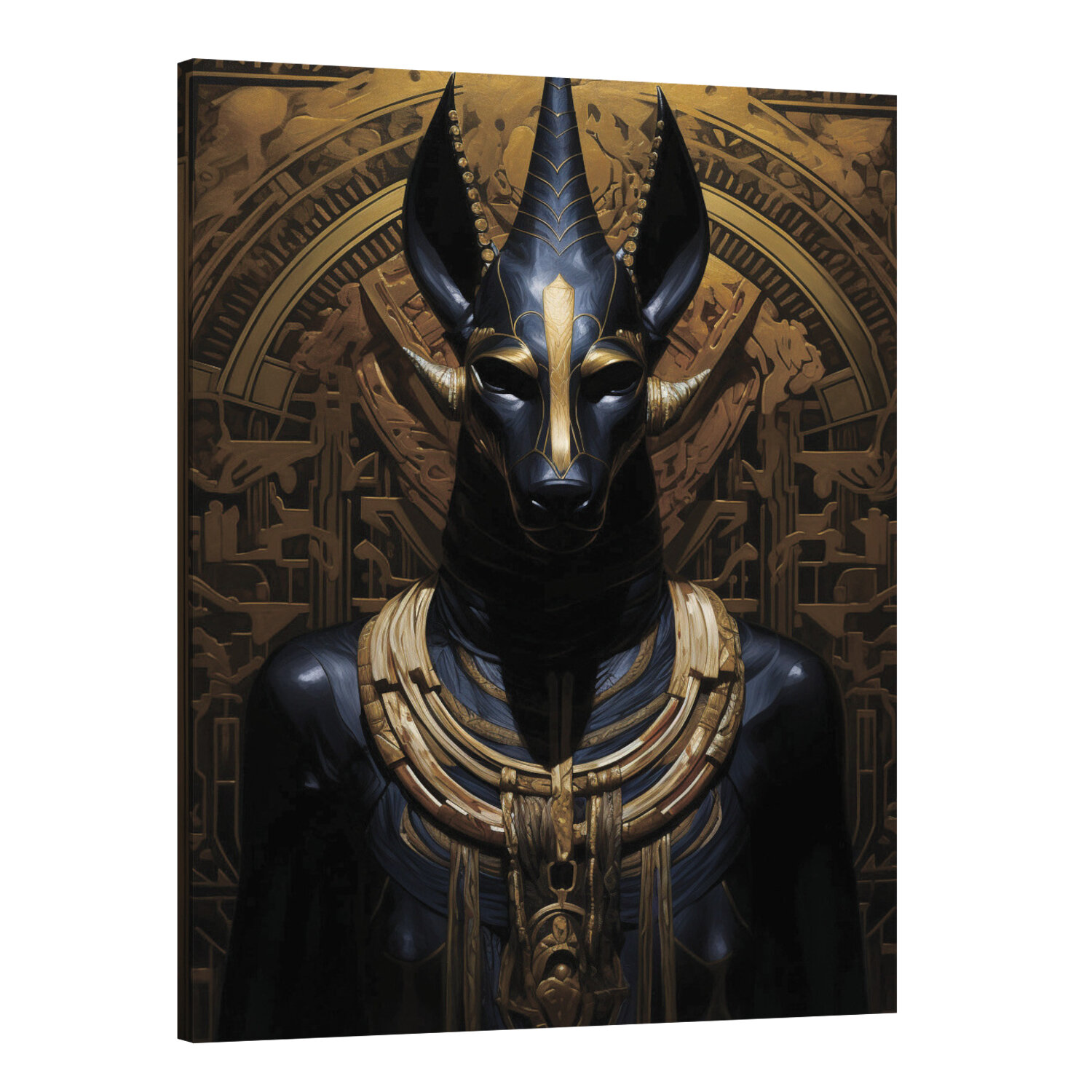 Интерьерная картина 50х70 "Анубис: проводник в мир вечной тьмы"