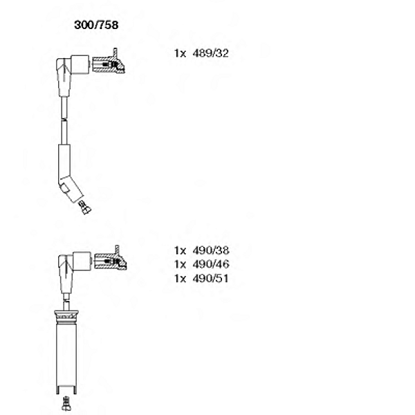 BREMI 300/758 (0300891142 / 0986356980 / 134239) провода в / в к-т Daewoo (Дэу) Lanos (Ланос) 1.5 97-