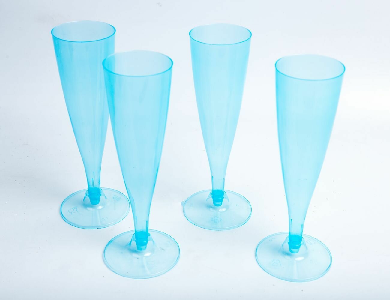 Набор одноразовых бокалов для шампанского, синие, 150 мл, 4 шт, Koopman International