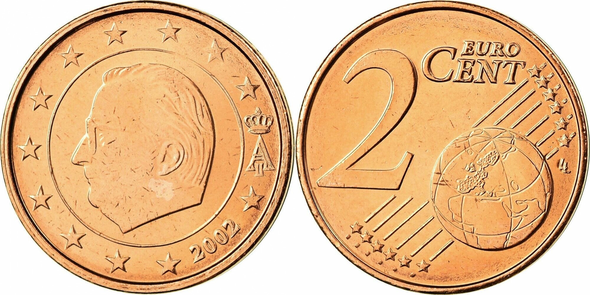 Бельгия 2 евроцента, 1999-2007 XF