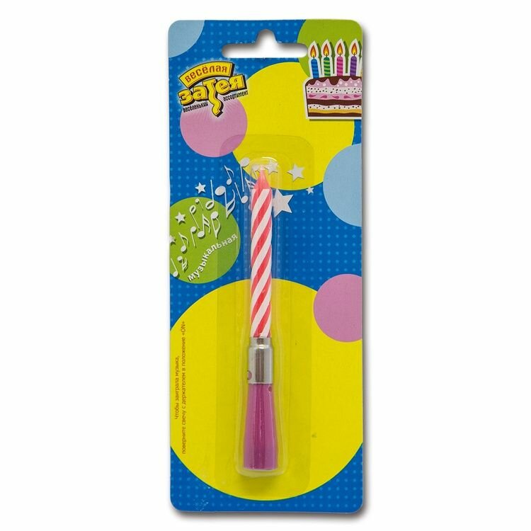 Свеча для торта музыкальная розовая