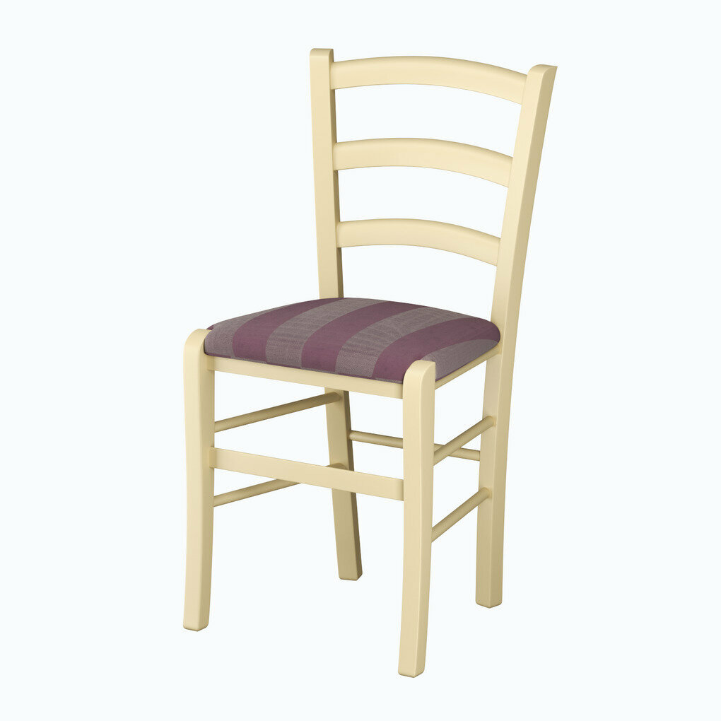 Стул Эльба деревянный для кухни, столовой, гостиной, кафе, ресторана, обеденный, массив бука, высокая спинка, эмаль слоновая кость, фиолетовый