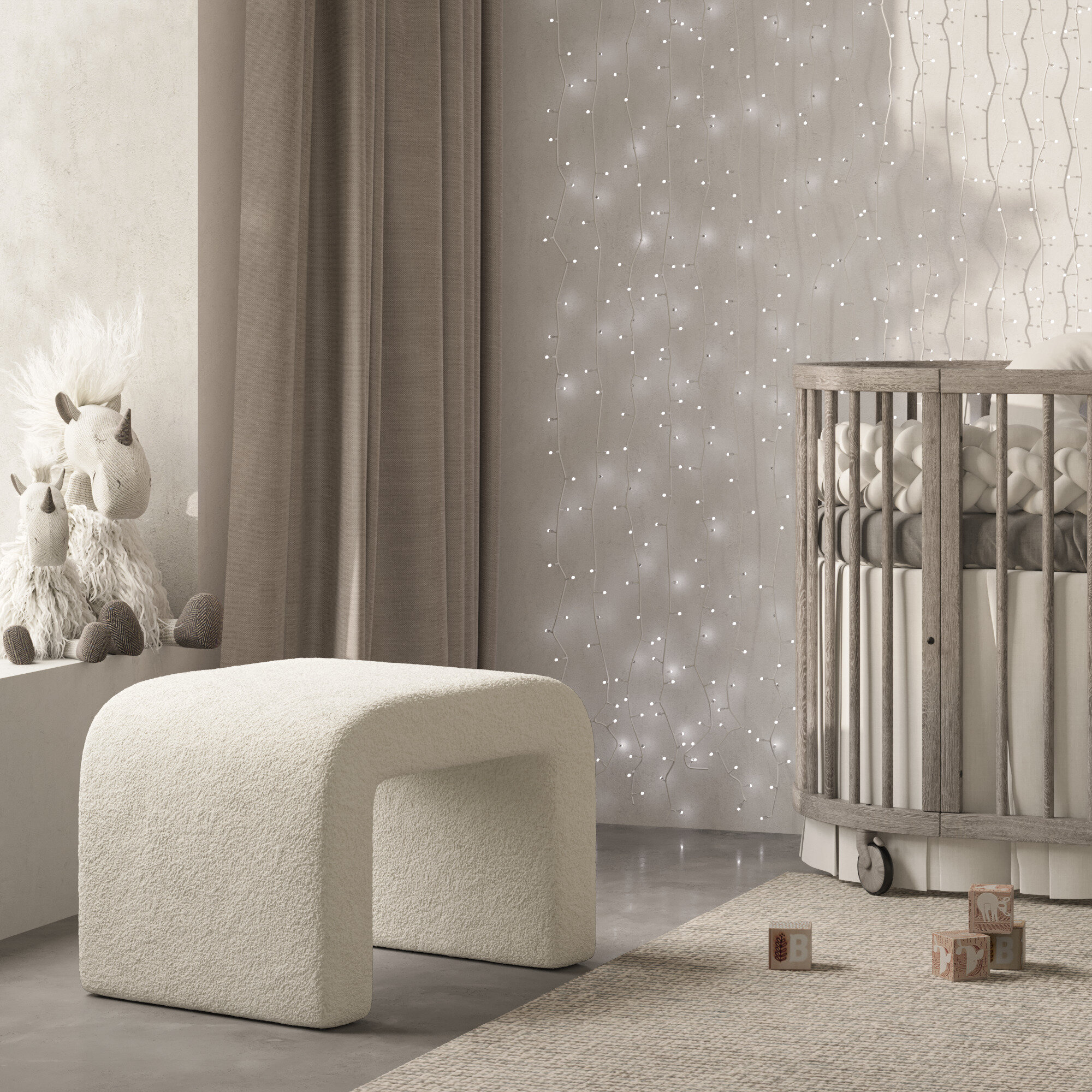 Пуф OCTAVIA, 650х470х440, молочный FLUFFY 05