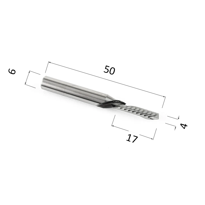 Фреза DJTOL A1LXD6417 спиральная однозаходная стружка вниз (по акрилу (оргстеклу), дереву, композиту (АКП))