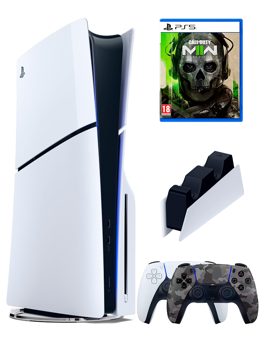 PS5 (ПС5) Игровая приставка Sony PlayStation 5 Slim disc + 2-й геймпад(камуфляж) + зарядное + игра CALL of DUTY