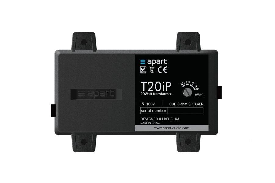 Трансформатор BIAMP [T20IP] (APART) влагозащищенный для подключения динамика с импедансом 8 Ом к 100-вольтовой линии. Переключатель 2.5 - 5 - 10 - 20W.