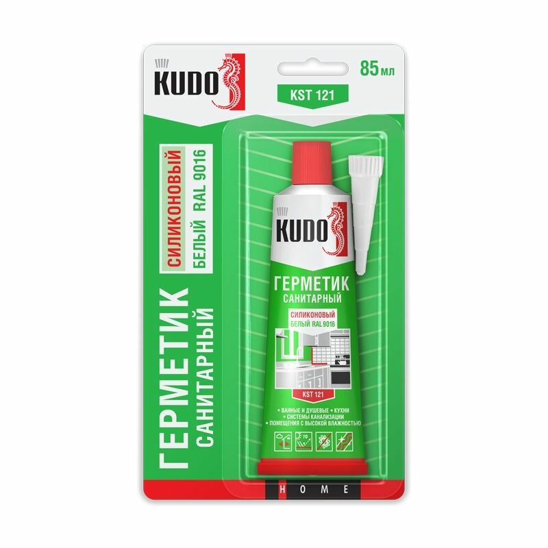 Герметик силиконовый санитарный белый 85мл туба Kudo KST 121