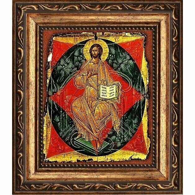 Подаждь Боже - Спас в силах. Копия иконы Андрея Рублева на холсте. (10 х 12 см / В раме)