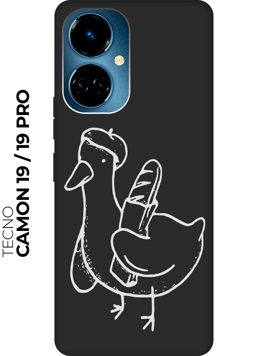Силиконовый чехол на Tecno Camon 19 / 19 Pro / Техно Камон 19 / 19 Про с рисунком "French Goose W" Soft Touch черный