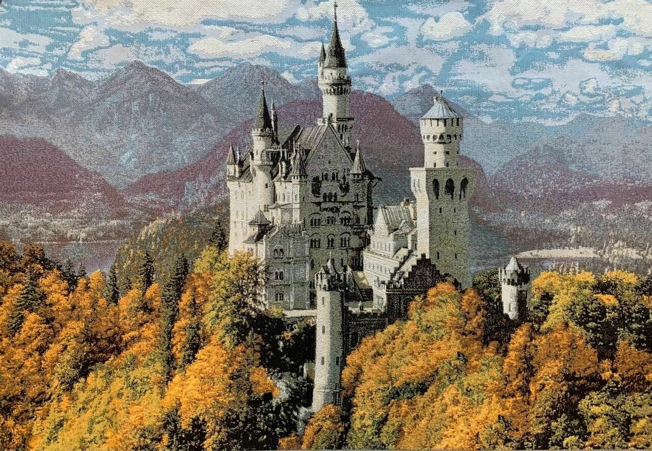 Гобелен, гобелен без рамы 104х70 см / "Замок Нойшвайштайн"