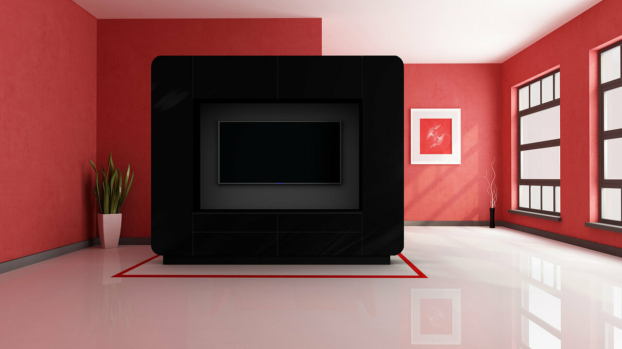 Гостиная Купертино МДФ (черная) NEW 240x39x195 см, черный, ченый фасадный GOODFORM