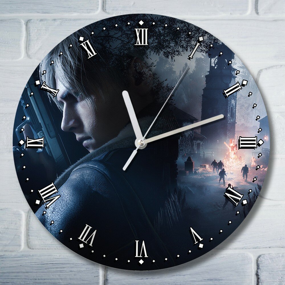 Настенные часы УФ "игра Resident Evil IV (Леон Скотт Кеннеди, красная трава, Ада Вонг, Эшли, PC, PS, SWITCH, XBOX) - 9089"