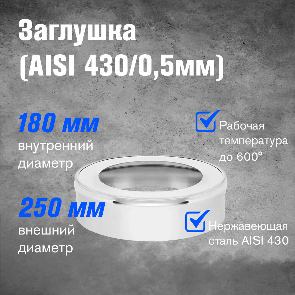 Заглушка из нержавеющей стали для дымохода (AISI 430/0,5мм) (180х250)