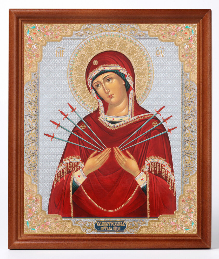 Семистрельная (икона 18х24 рамка). Молятся от защиты от конфликтов со злыми людьми