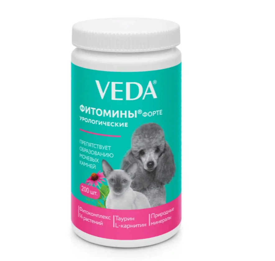Витамины VEDA Фитомины форте урологические для собак и кошек , 200 таб.
