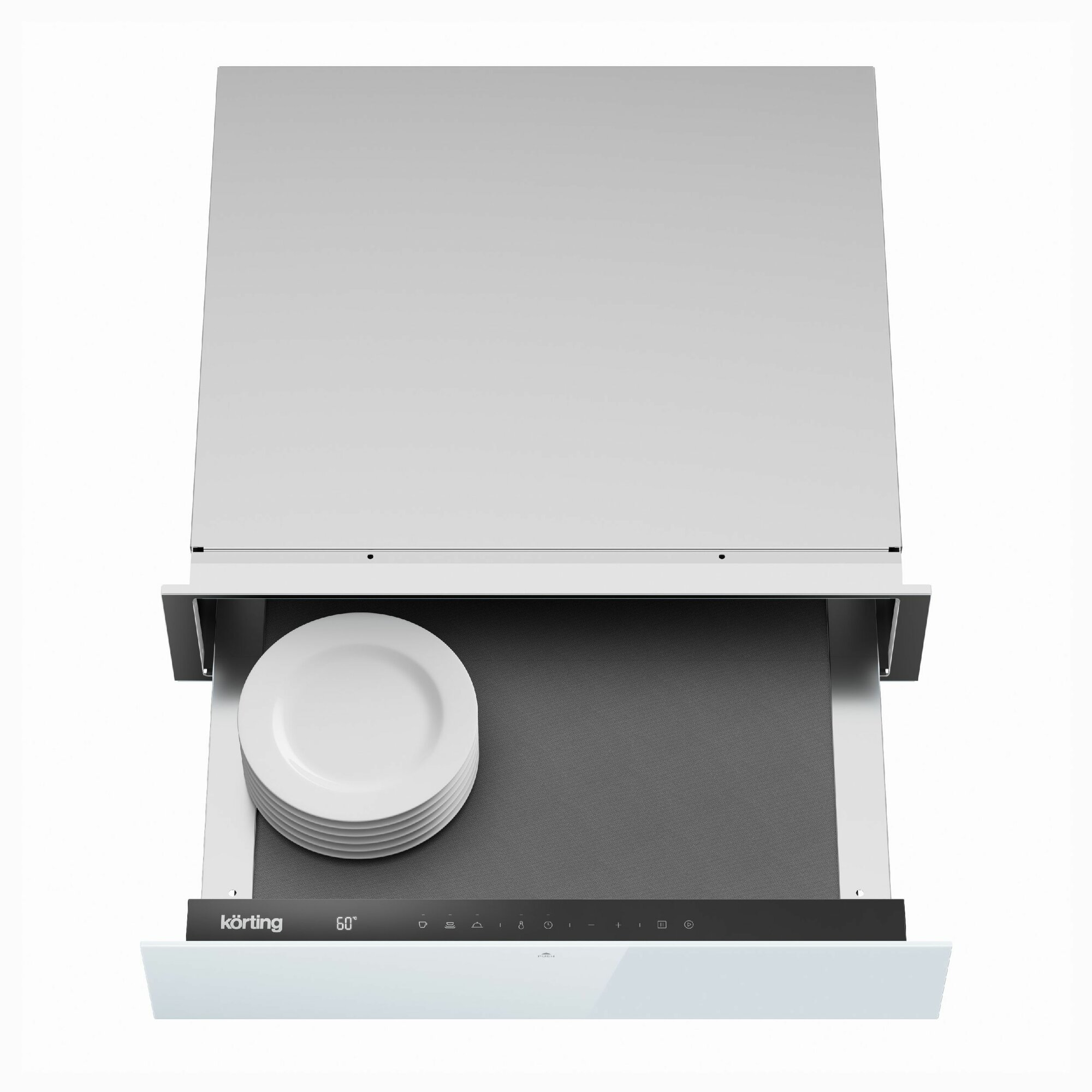 Ящик для подогрева посуды Korting KW601GW, сенсорный дисплей, белый , 22л