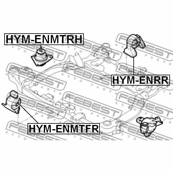 Опора двигателя подушка для автомобиля Hyundai Kia, FEBEST HYM-ENMTRH (1 шт.)