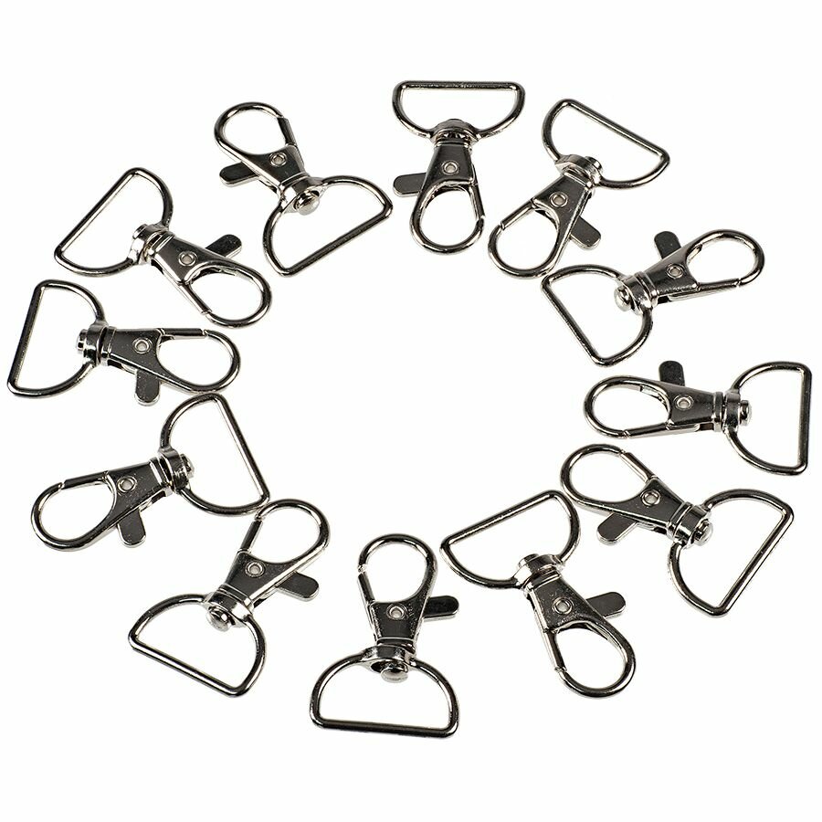 Карабин металлический для сумок и рукоделия 39 мм, никель (Ni), 8 шт.