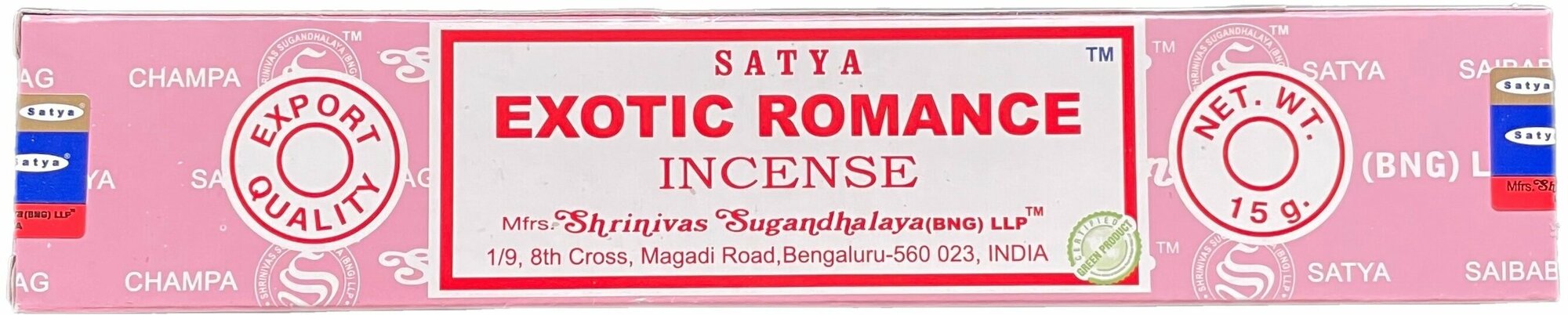 EXOTIC ROMANCE Incense, Satya (Благовония экзотический романс, Сатья), 15 г.