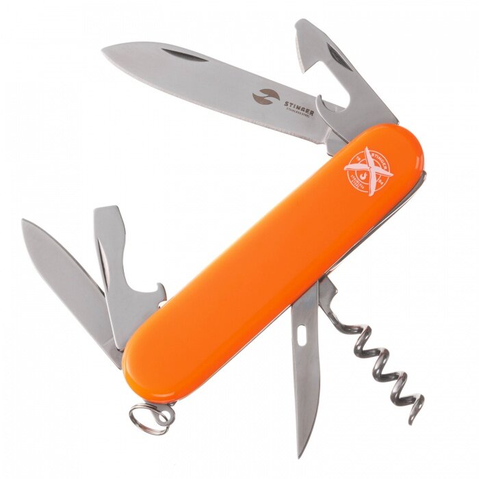 Stinger FK-K5005NH-11F Нож перочинный stinger, 90 мм, 11 функций, материал рукояти: абс-пластик (оранжевый)