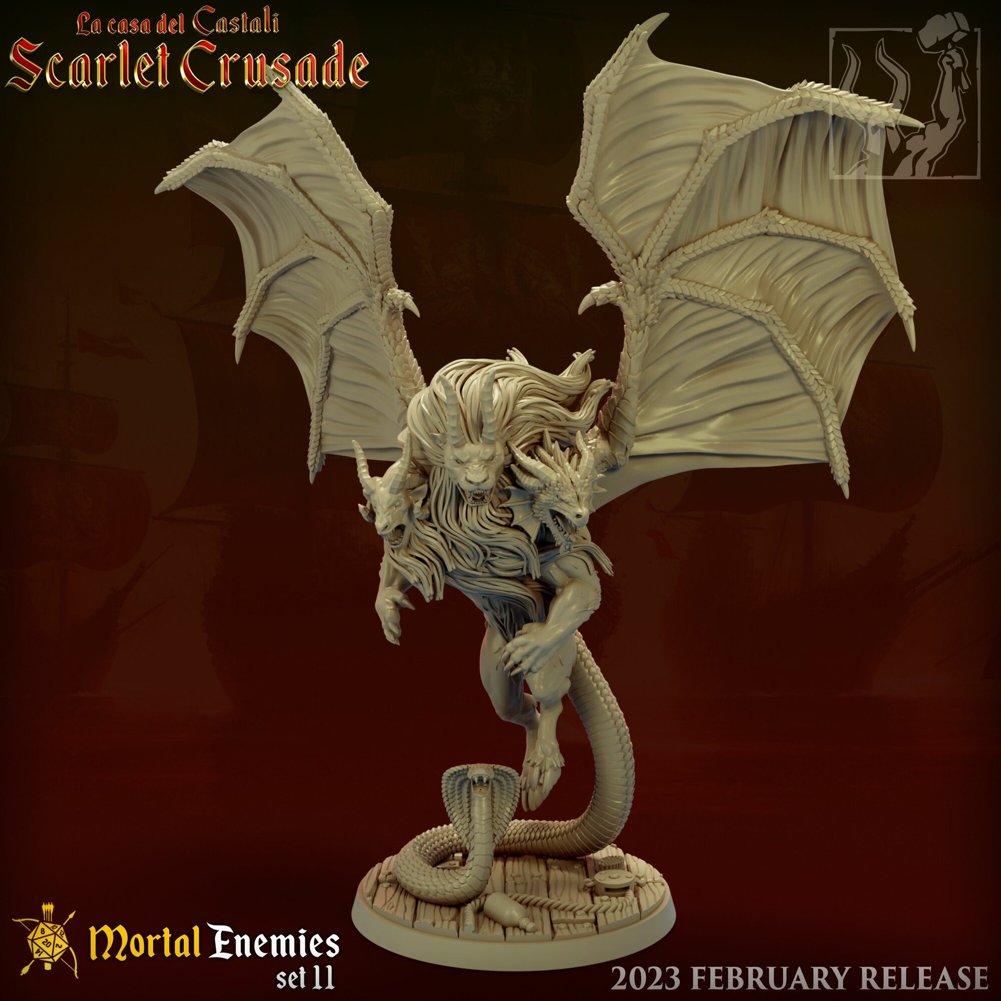 Миниатюра D&D 'Парящая химера' масштаб 28 мм (DnD, Dungeons & Dragons, ДнД, Подземелья и Драконы, Pathfinder)