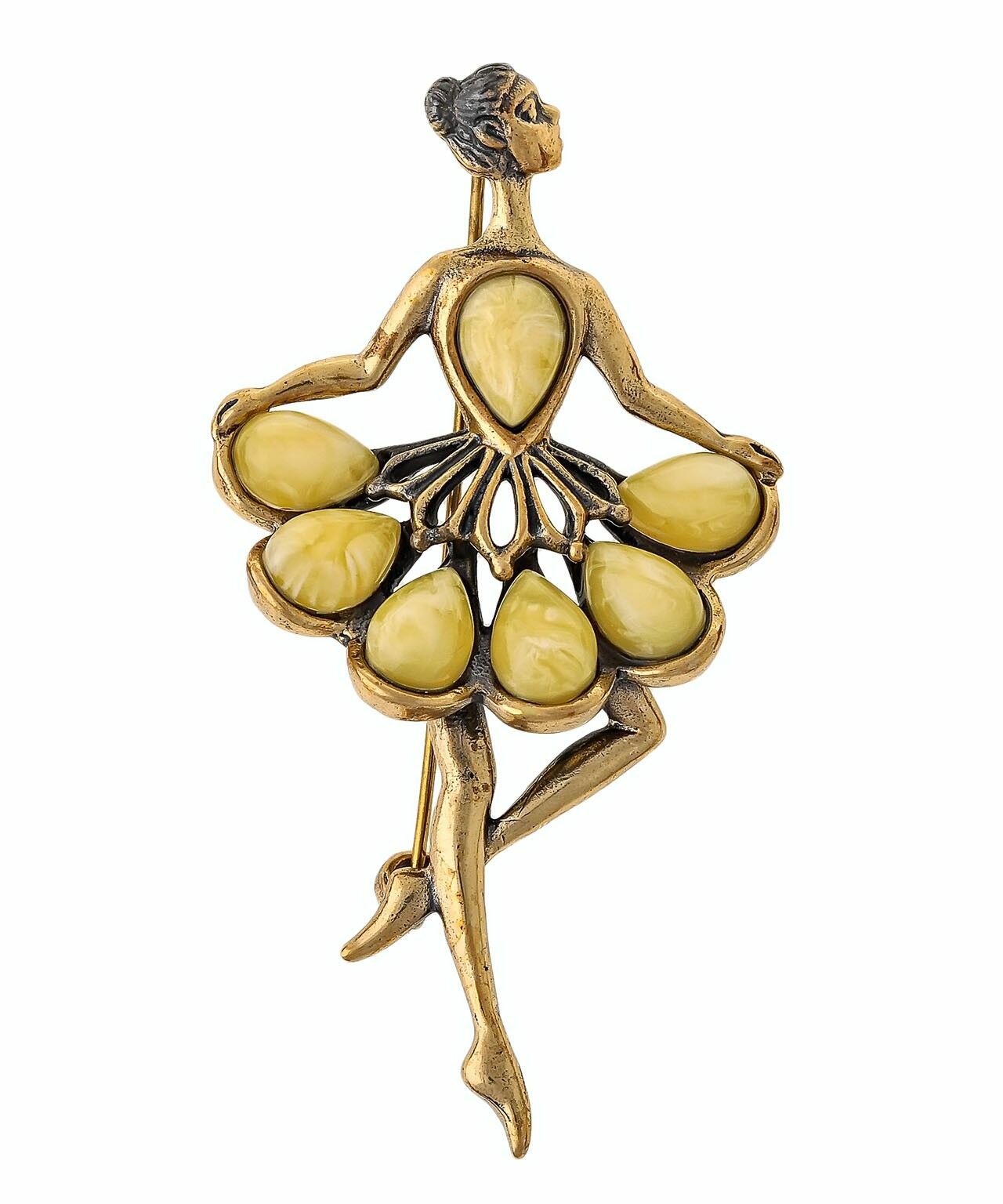 Брошь, янтарь