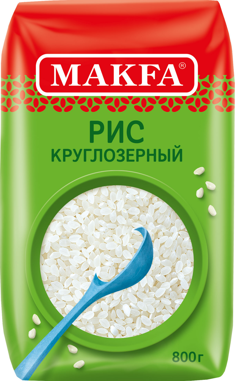 Рис круглозерный MAKFA шлифованный, 800г