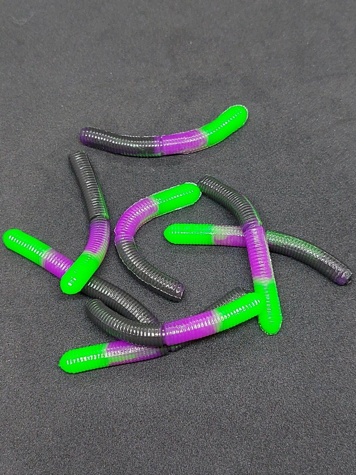 Форелевая Силиконовая приманка Либра. Реплика. Толстая 65 мм. Черно- зеленый- фиолет