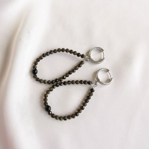 Серьги Камни Елены, обсидиан