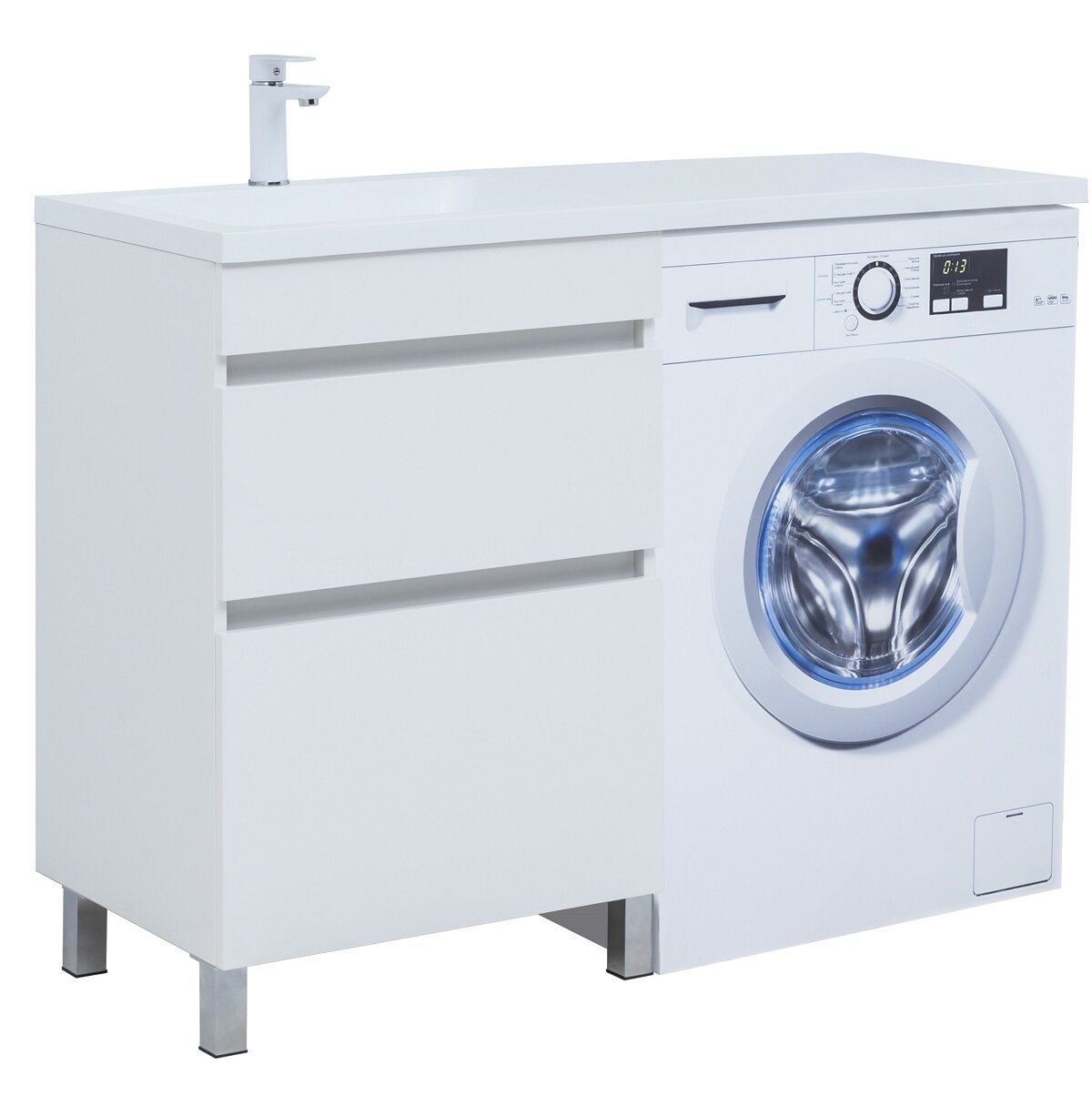 Тумба под раковину Aquanet Вега 58 белый глянец