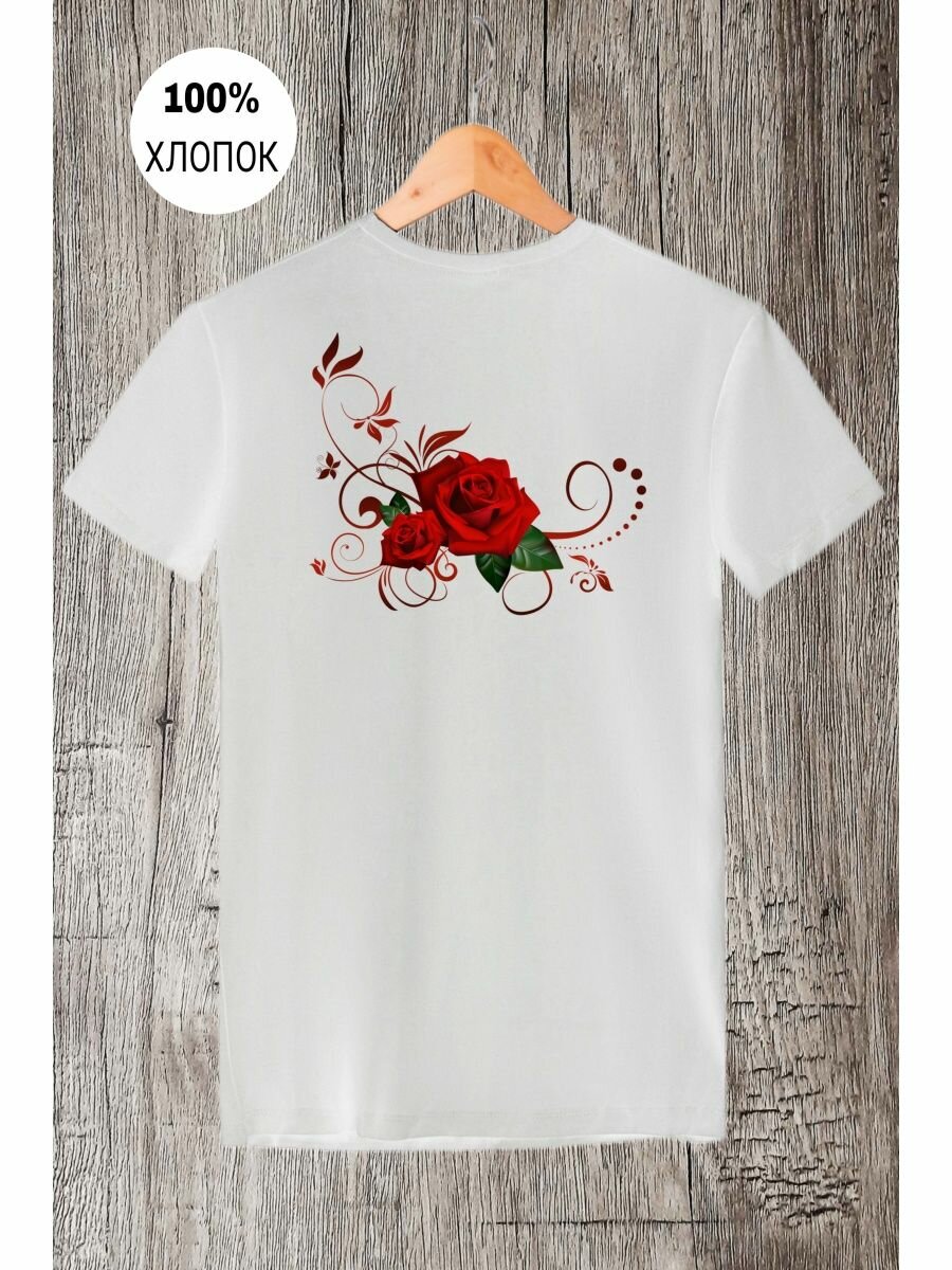 Футболка розы красные узор rose растения