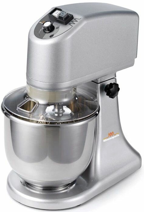 Планетарный миксер Sirman Plutone 7 профессиональный для общепита, 7л, вариатор, 3 насадки, 0.28 кВт.