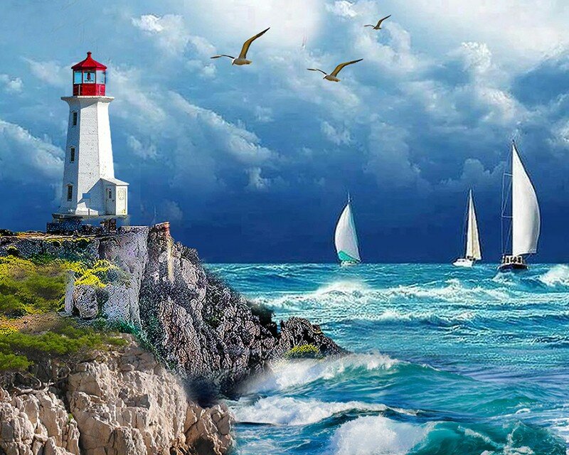 Набор Алмазное Хобби #Ah5457 Утес, Алмазная Мозаика, 50 х 40 см