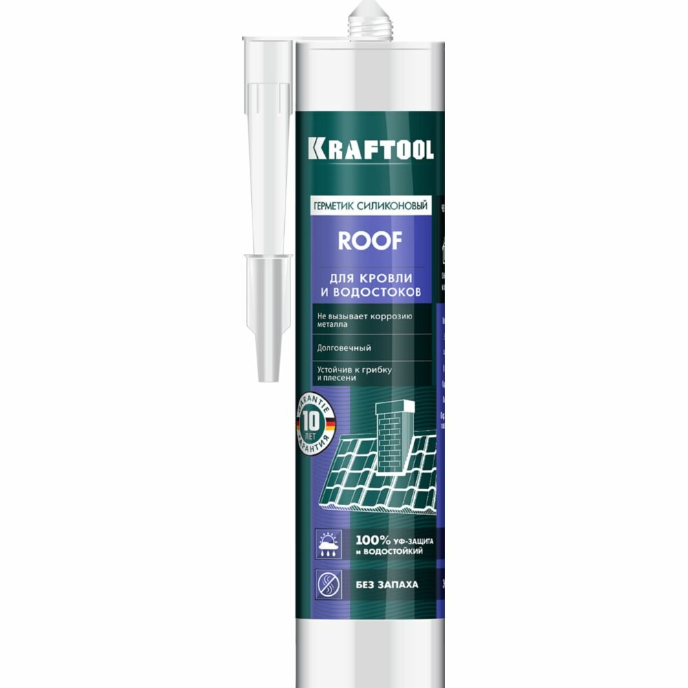 Герметик силиконовый кровельный, черный, 300 мл. KRAFTOOL 41258-4