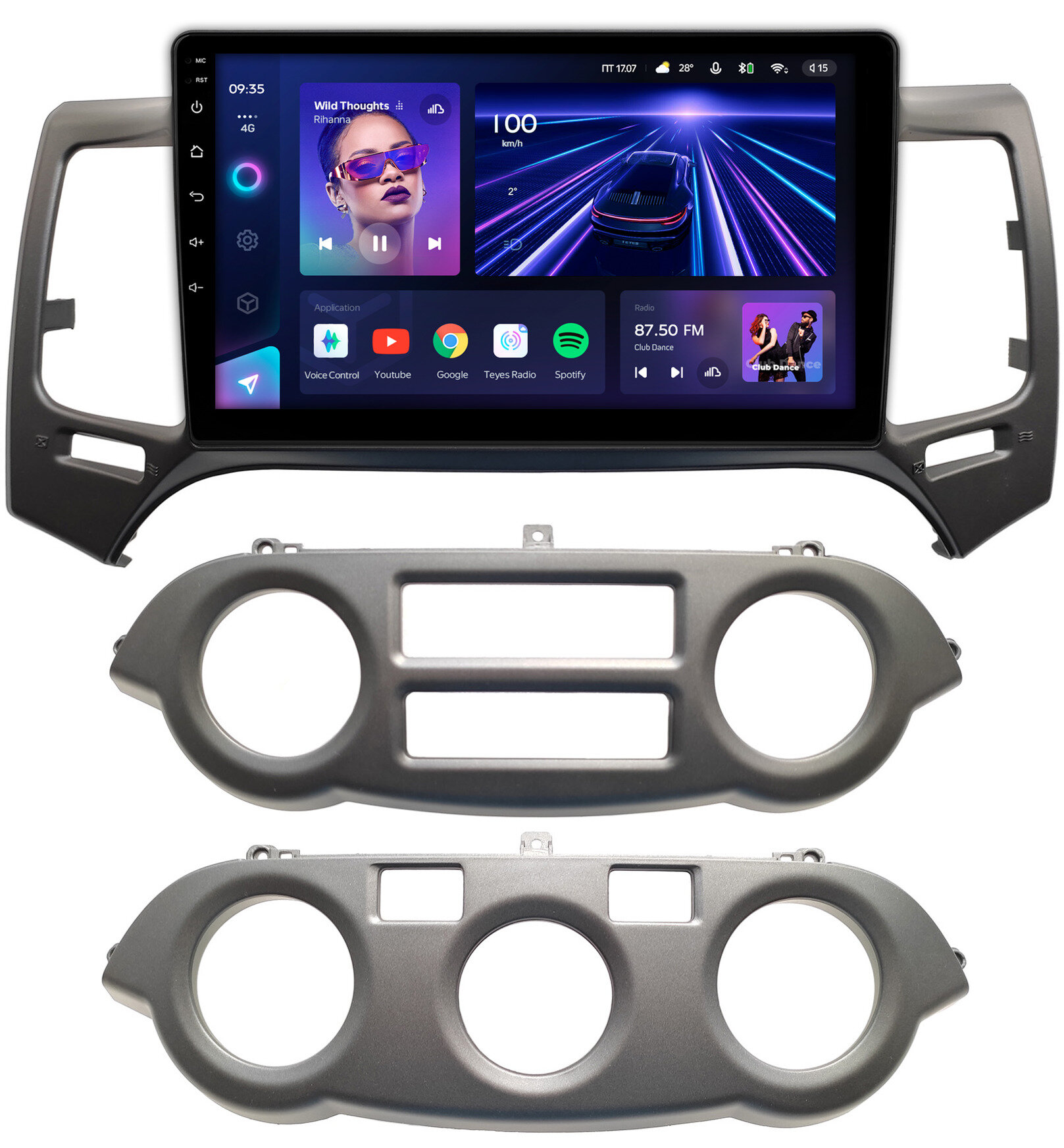 Штатная магнитола Kia Magentis 2, Optima 2 2008-2010 Teyes CC3 2K 4/64 9.5" RM-9-190 Android 10 (4G-SIM, DSP, QLed)