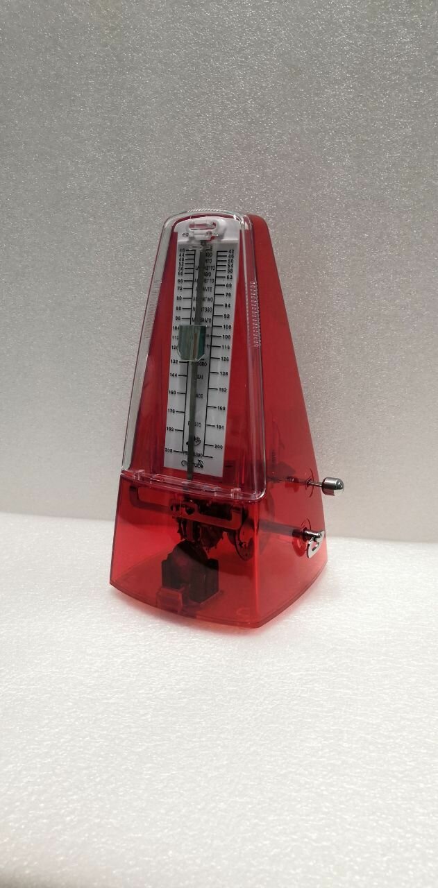 Метроном механический прозрачный красный