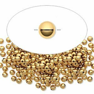 Бусина металлическая, 2.5мм, гладкая, базовый материал - латунь, позолоченная, 20 шт.