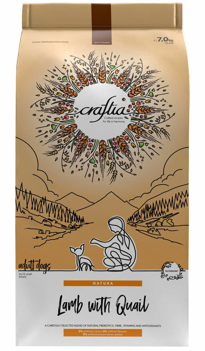 CRAFTIA NATURA ADULT DOG TOY&SMALL BREED LAMB&QUAIL взросл соб мал пород с ягненком и перепелкой 7 кг