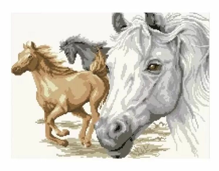 Набор для вышивания "Тройка лошадей"/ Вышивание крестиком / Набор для творчества/ Размер 40х50 см