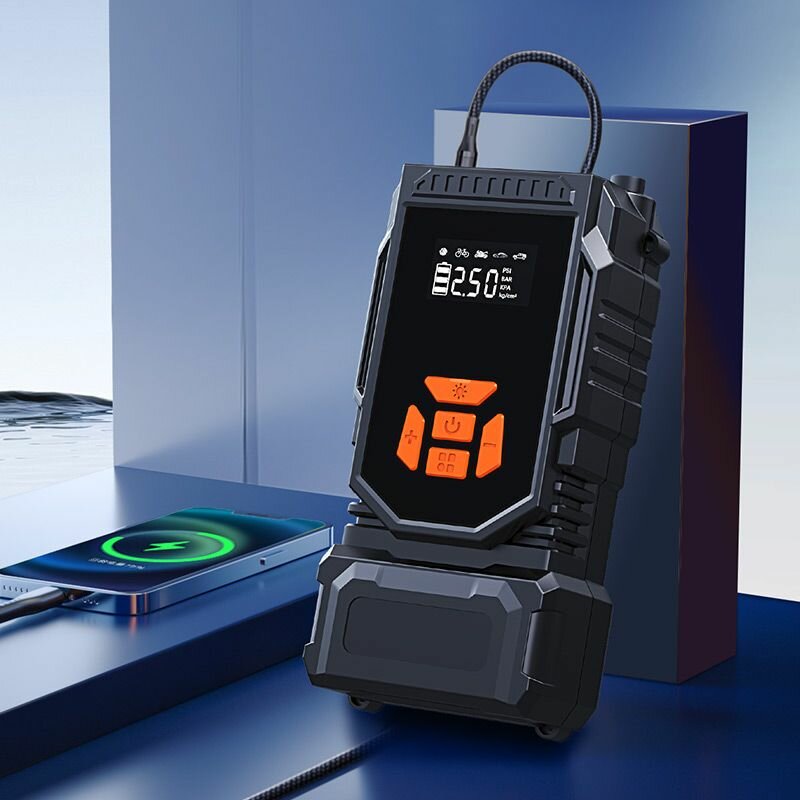 Компрессор автомобильный Modengo D0024, автомобильный компрессор, фонарик, power-bank, 3 в 1