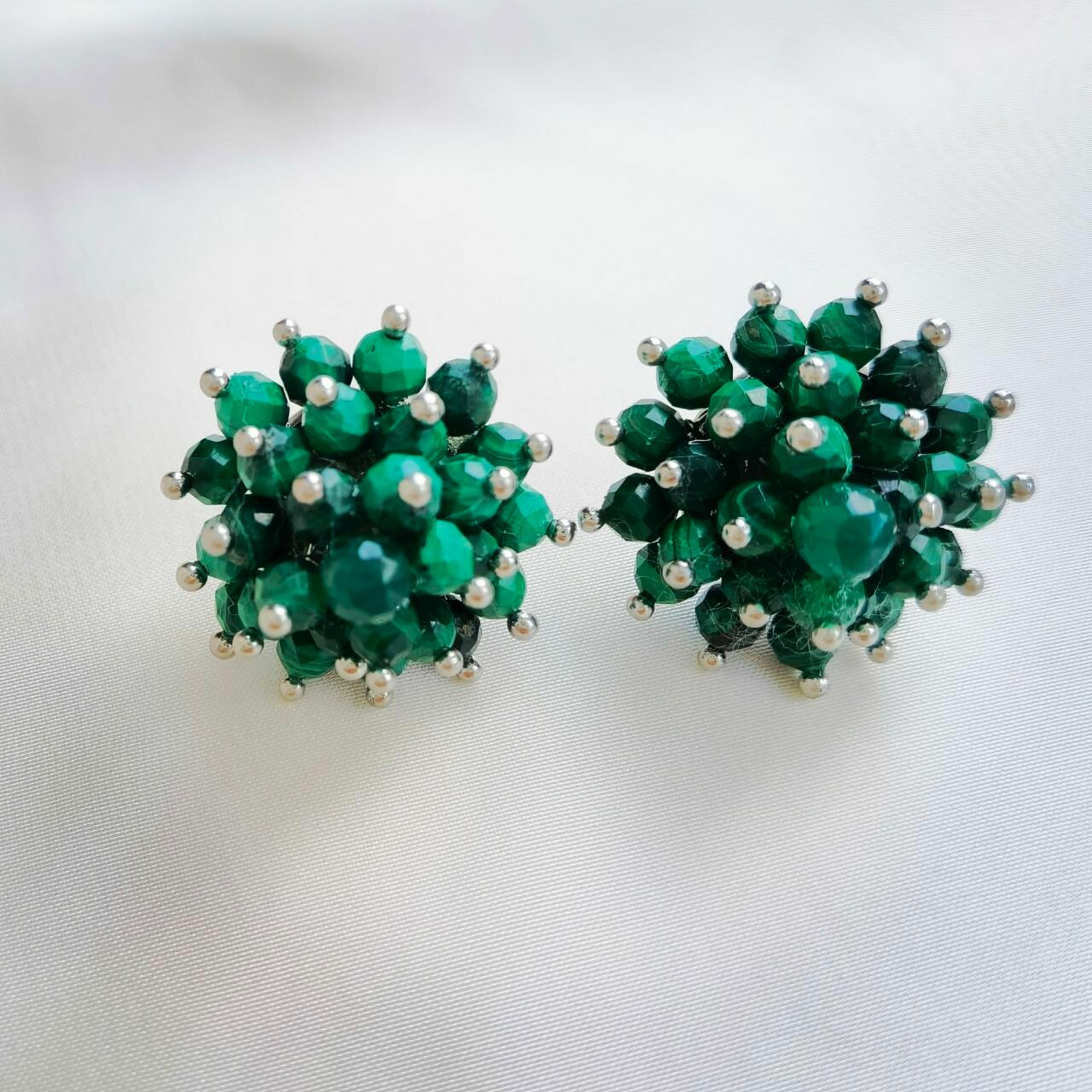 Серьги, малахит