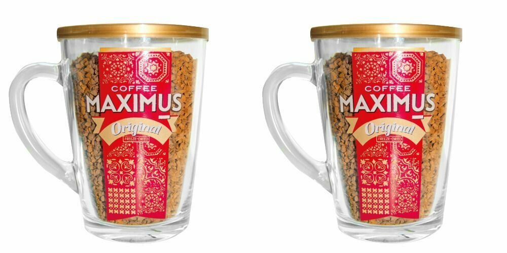 MAXIMUS Кофе растворимый в стеклянной кружке, сублимированный, 2 шт