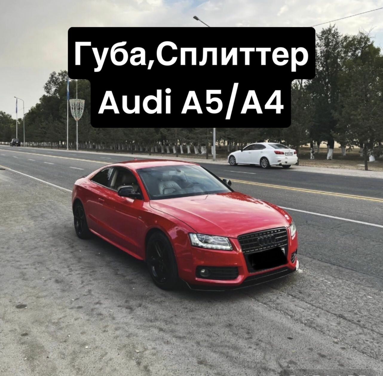 Губа, Сплиттер Audi A5/Audi A4 (Чёрный глянец)