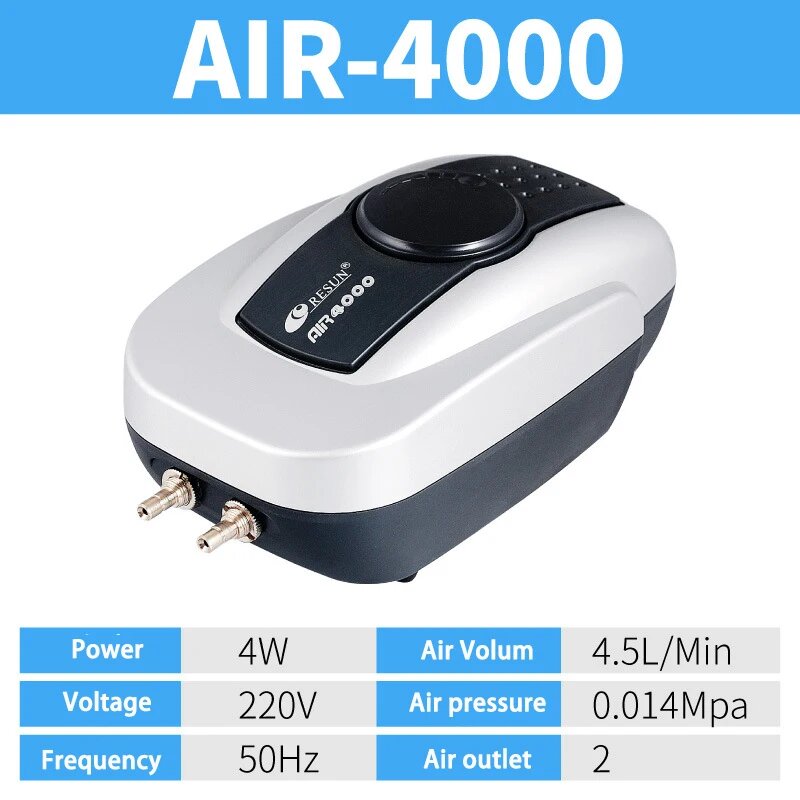 Resun Бесшумный воздушный насос для аквариума Air4000 4W